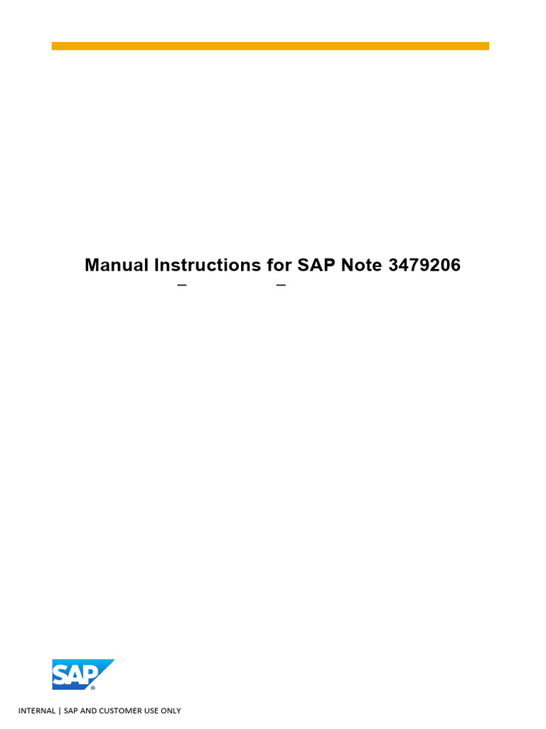 Manual Instructions for SAP Note 3479206 | PDF