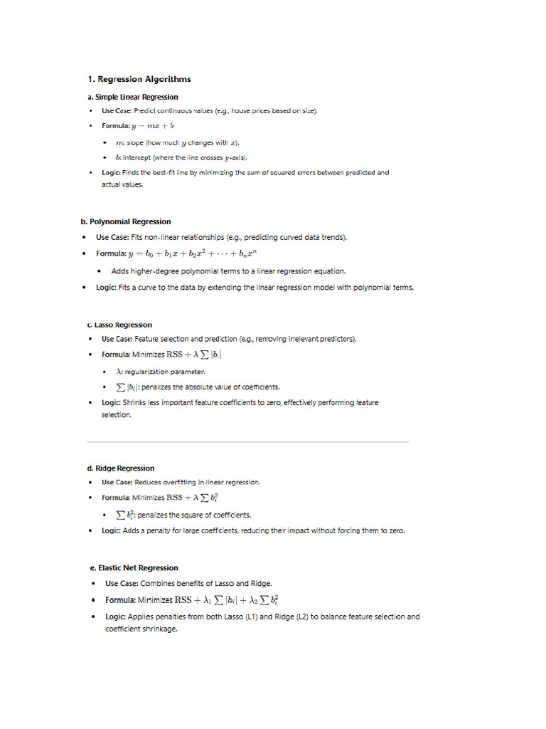Supervised ML Summary | PDF