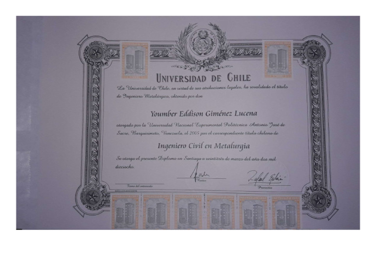 Diploma Universidad de Chile YEG | PDF