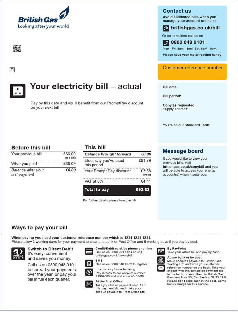 British-Gas-Bill 1 2 | PDF | Payments | Cheque