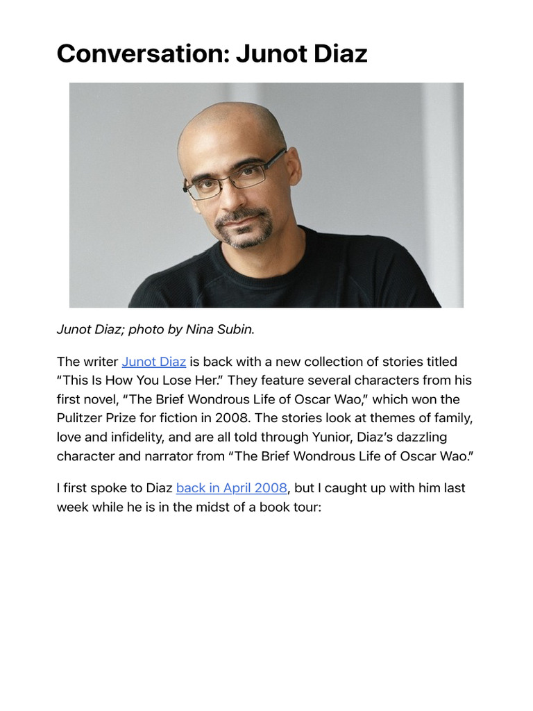Conversation- Junot Diaz | PBS News | PDF