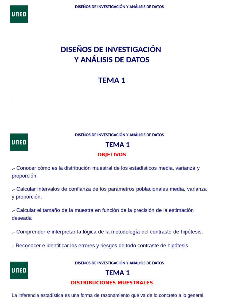 A Clase Tema 1 Datos 2023-2024 Diseños de Investigación y Análisis de Datos | PDF | Intervalo de ...