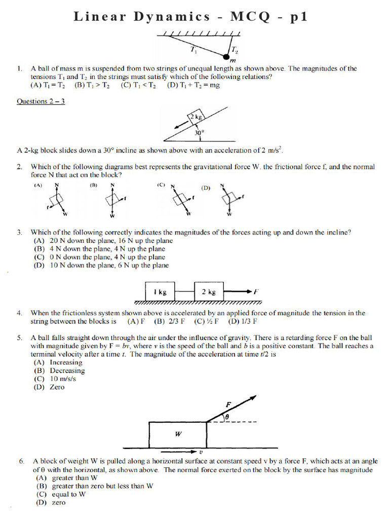 AP Physics 1 - Tutorial 2 - Dynamics | PDF | Acceleration | Force