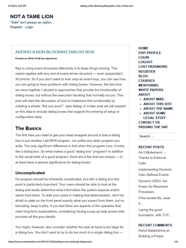 Adding A Non-Blocking Dialog Box - Not A Tame Lion | PDF | User ...
