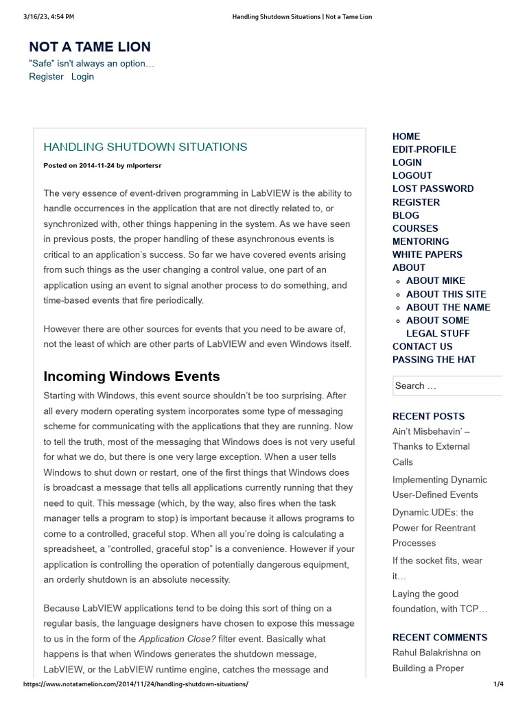 Handling Shutdown Situations _ Not a Tame Lion | PDF | Computer Programming | User Interface