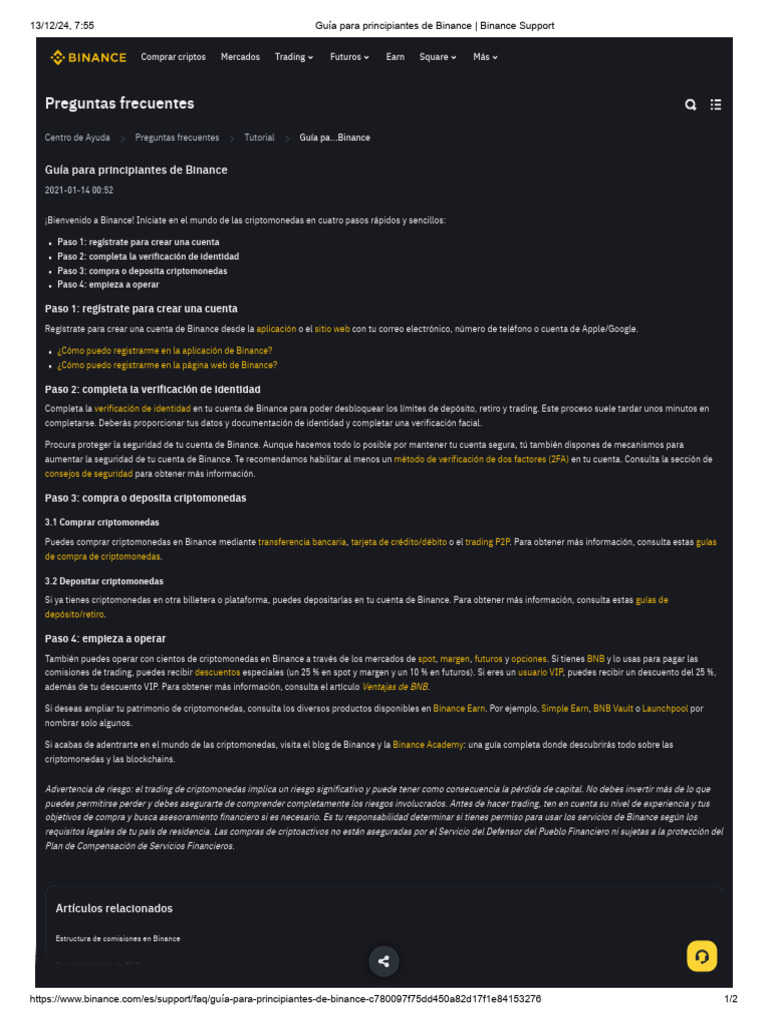 Guía para Principiantes de Binance - Binance Support | PDF | Criptomoneda