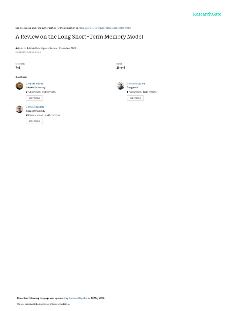 A Review On The Long Short Term Memory Model | PDF | Deep Learning ...