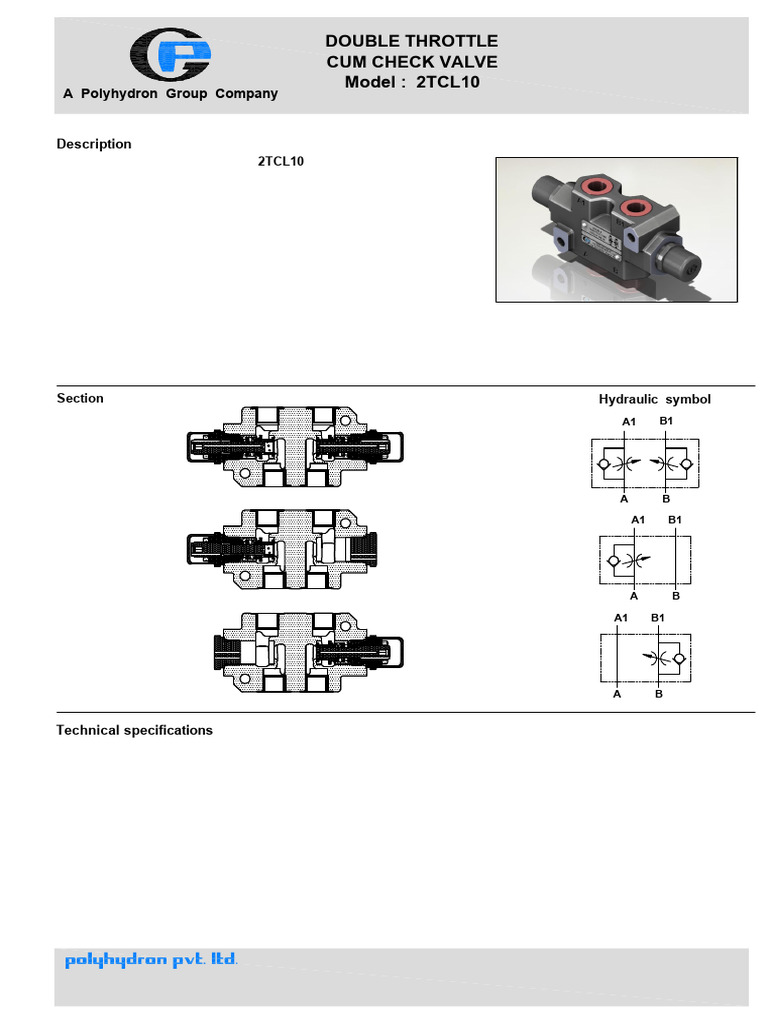 Polyhydron Flow Control Valve Non Pressure Compensated | PDF | Valve ...