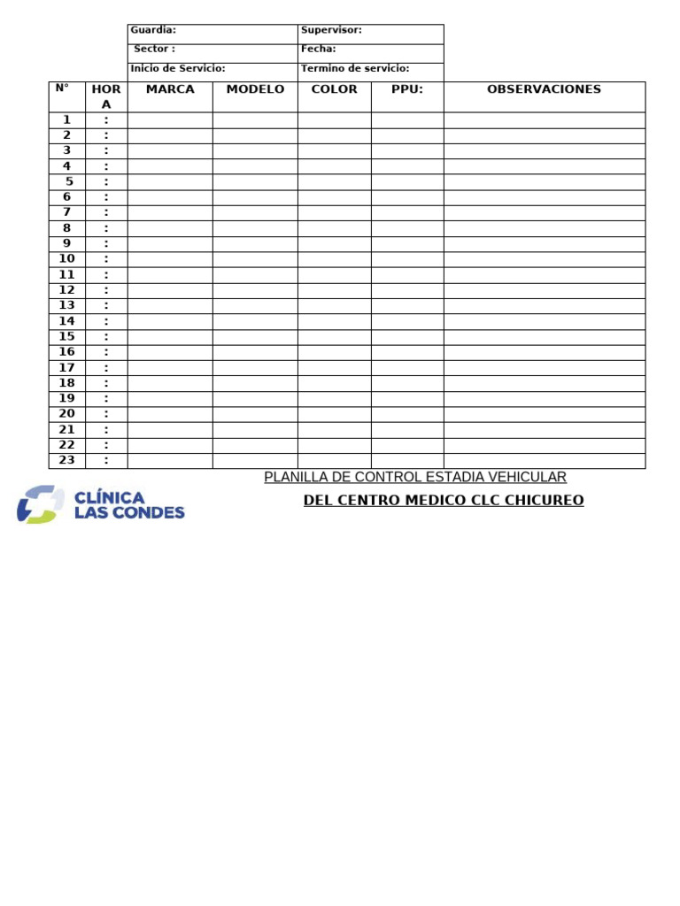 Planilla de Control | PDF