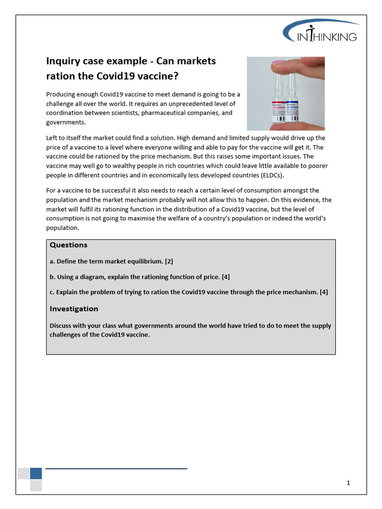 Inthinking - Competitive Markets - Vaccine-Question | PDF