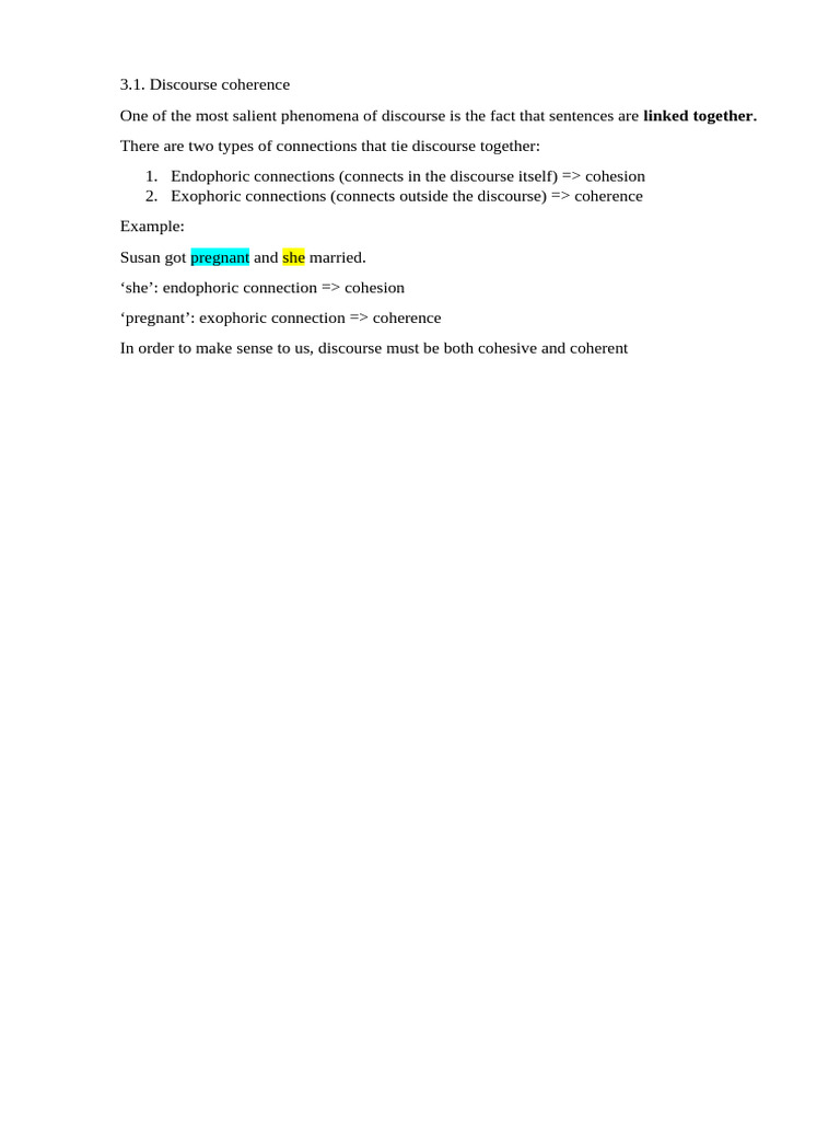 Discourse Cohesion and Coherence Explained | PDF