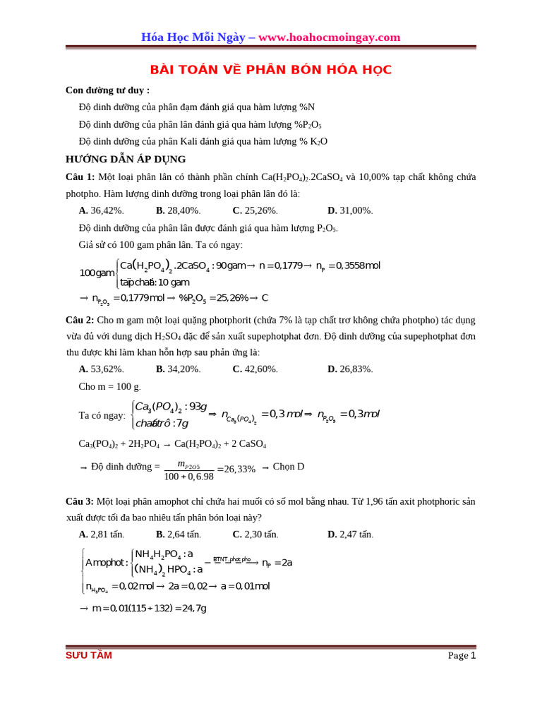 Chuyen de Phan Bon Hoa Hoc | PDF