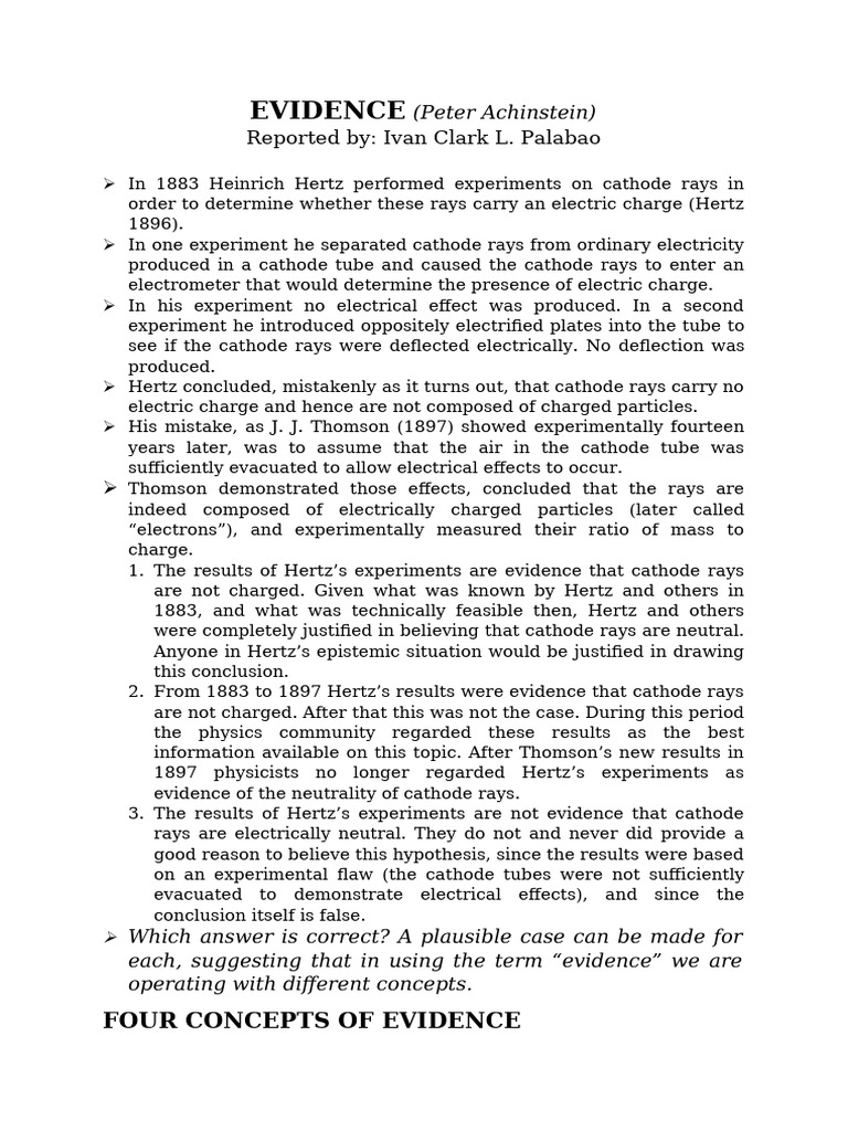 Evidence (Report) | PDF | Evidence | Hypothesis