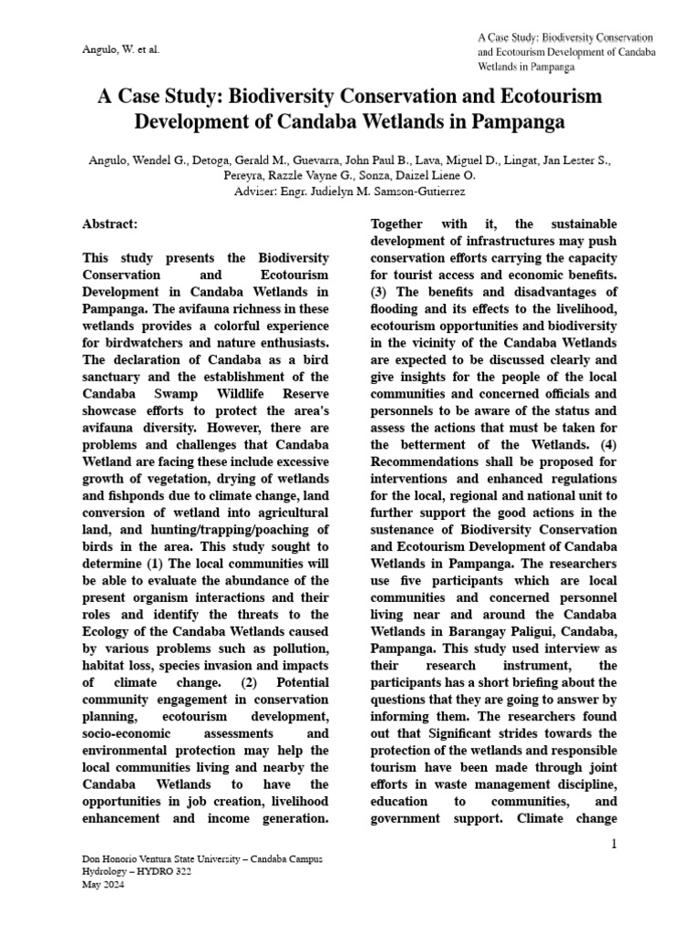 Candaba Wetlands: Biodiversity and Ecotourism | PDF | Conservation ...