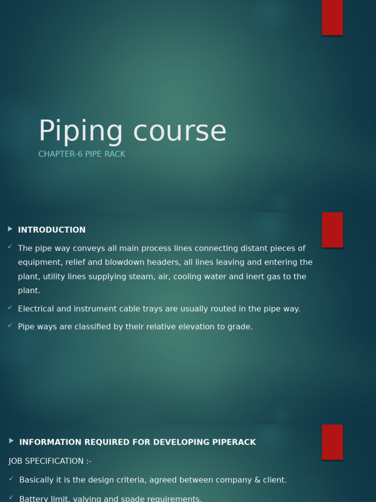 Pipe Rack Design & Specifications | PDF | Pipe (Fluid Conveyance) | Valve