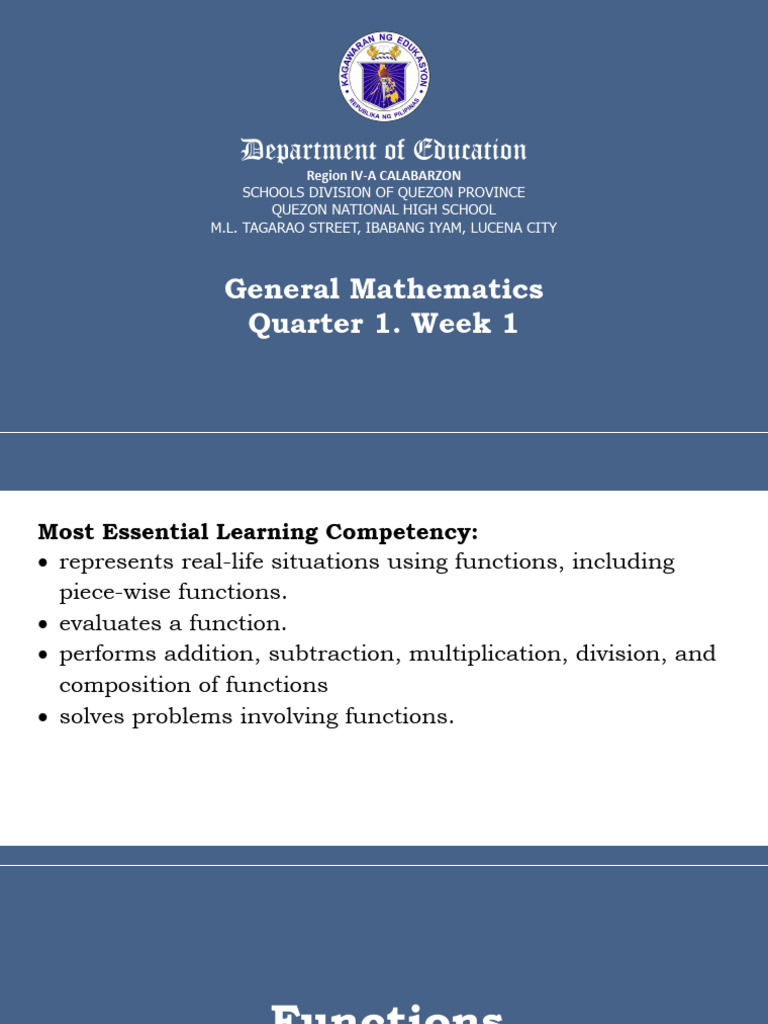 GM-Q1-W1 | PDF | Function (Mathematics) | Exponentiation