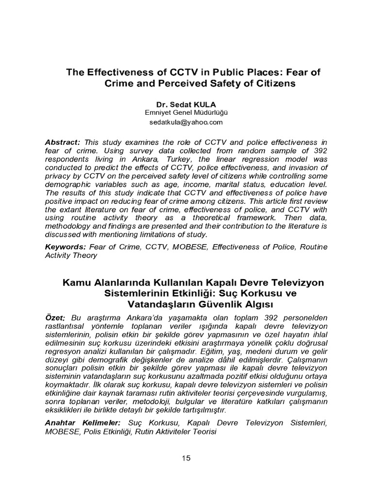 The Effectiveness of CCTV in Public Plac | PDF
