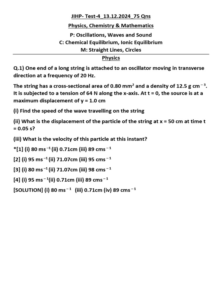 JIHP 4 Phy, Chem & Maths (Waves Oscillations Sound, 241213 182833 | PDF | Chemical Equilibrium ...