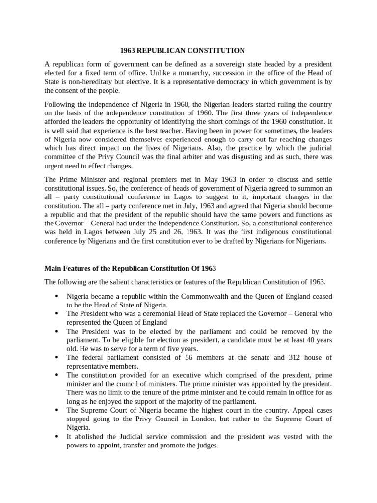 1963 Republican Constitution | PDF | Constitution | Supreme Courts