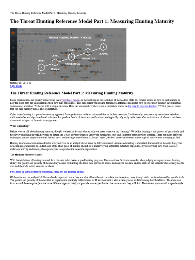 The Threat Hunting Reference Model Part 1 - Measuring Hunting Maturity ...