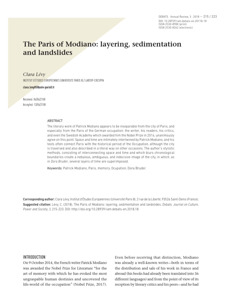 The Paris of Modiano_ Layering, Sedimentation and Landslides (1) | PDF