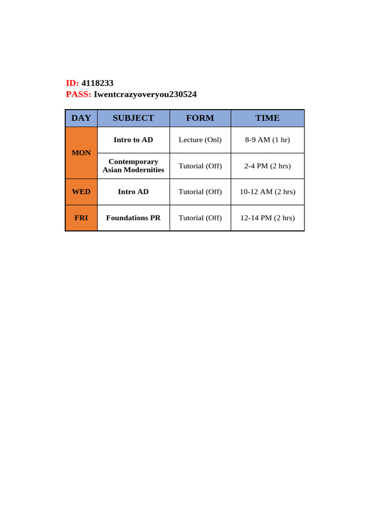 Rmit Timetable | PDF