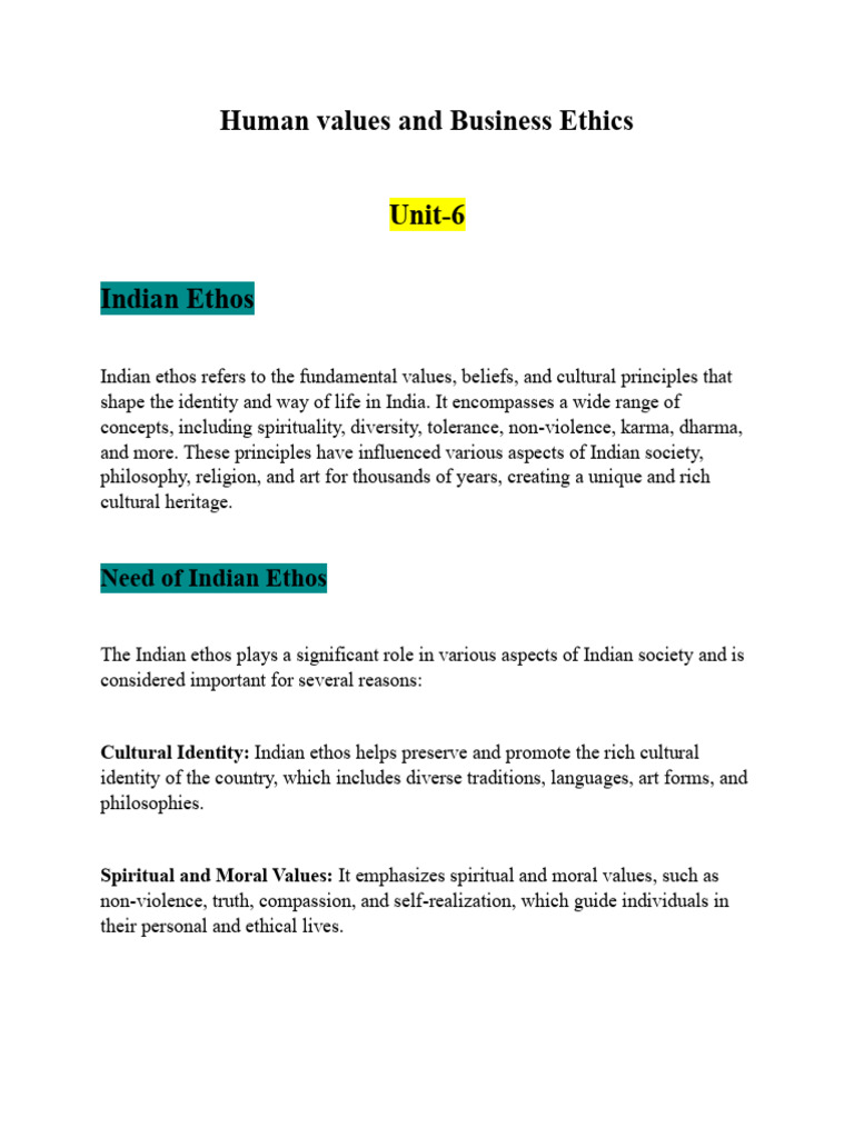 Business Ethics Unit 6 | PDF | Spirituality | Thought