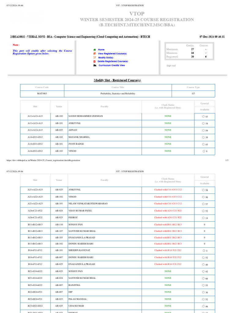 VIT - VTOP REGISTRATION | PDF | Computing | Engineering