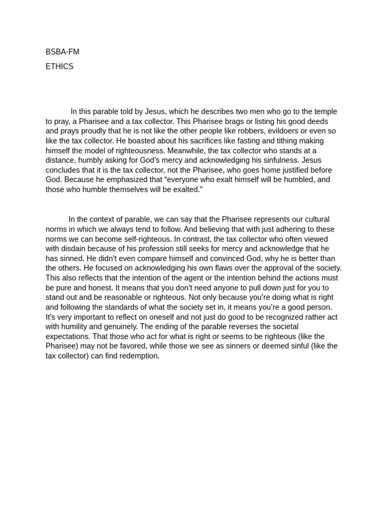 Humility vs. Self-Righteousness in Ethics | PDF