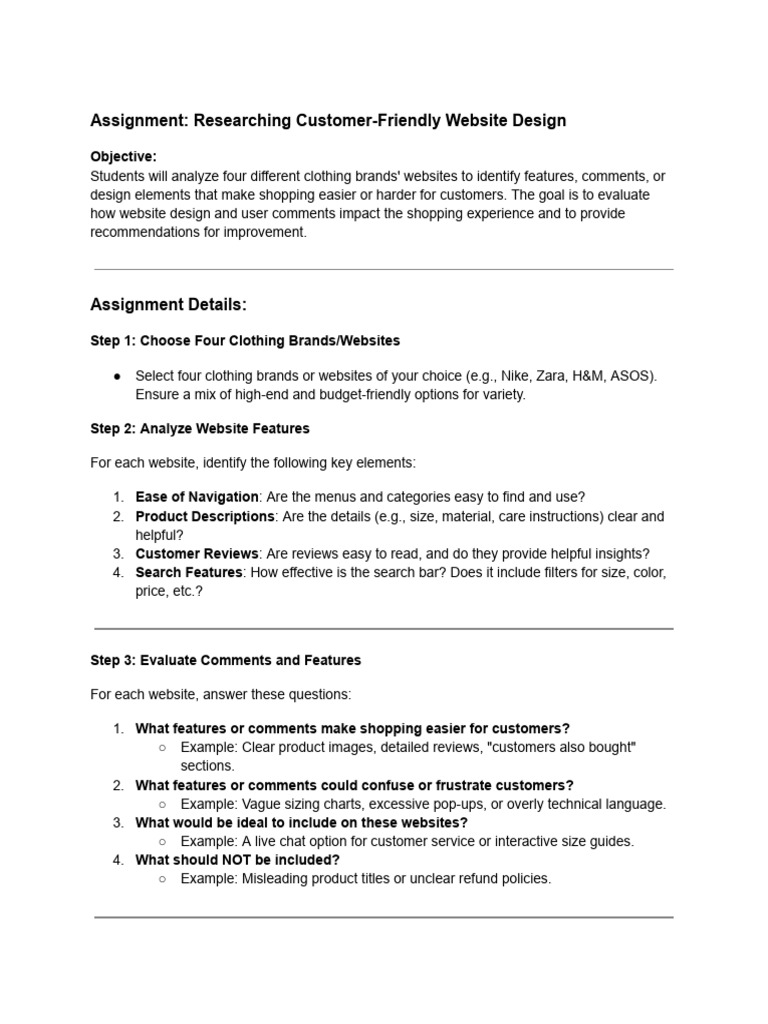 Assignment - Researching Customer-Friendly Website Design | PDF ...