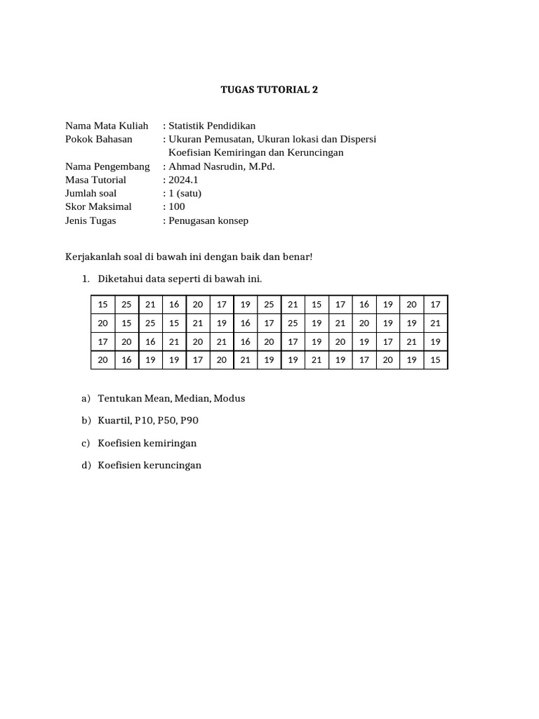 Tugas Tutorial 2 Tuweb 5 Statistik Pendidikan | PDF