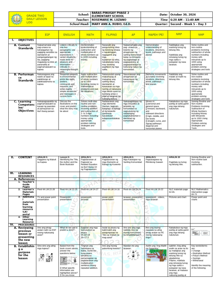 DLL - Quarter 2 Week 5 Day 3 | PDF