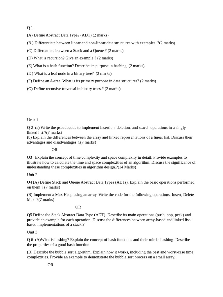 important question | PDF | Algorithms And Data Structures | Algorithms important question | PDF | Algorithms And Data Structures | Algorithms