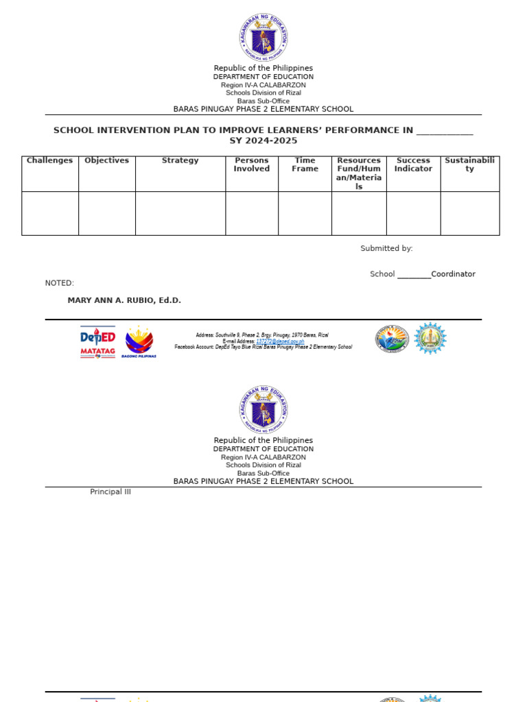 Intervention Plan | PDF