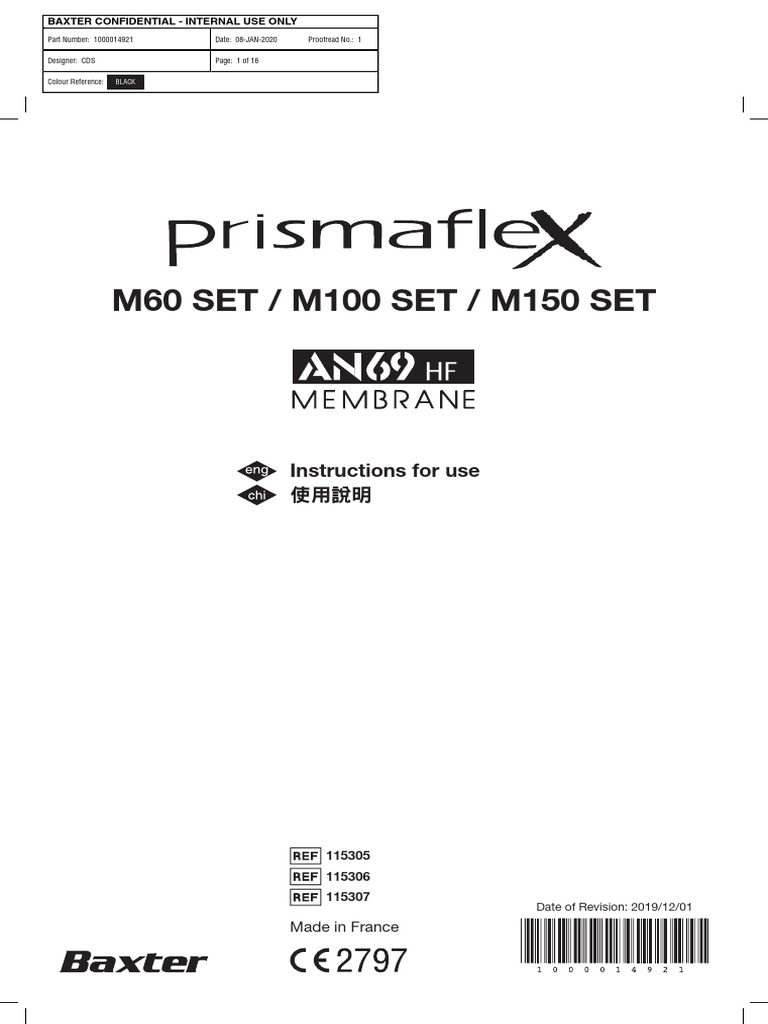 PRISMAFLEX M60/M100/M150 Set Guide | PDF | Clinical Medicine | Medical Specialties