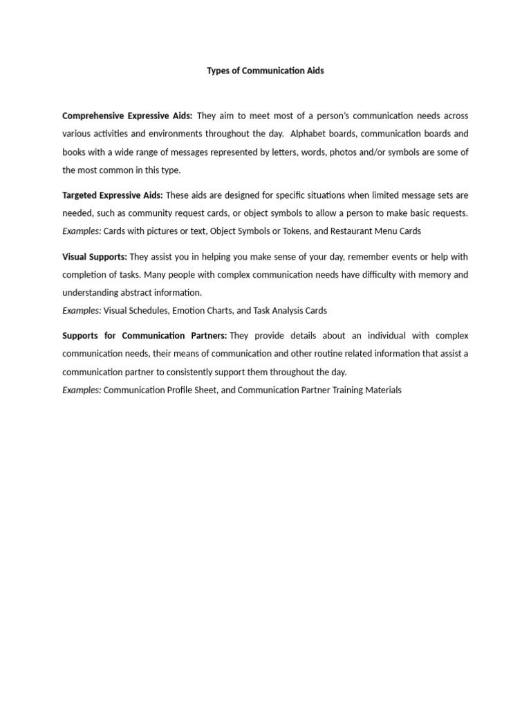 Types of Communication Aids | PDF