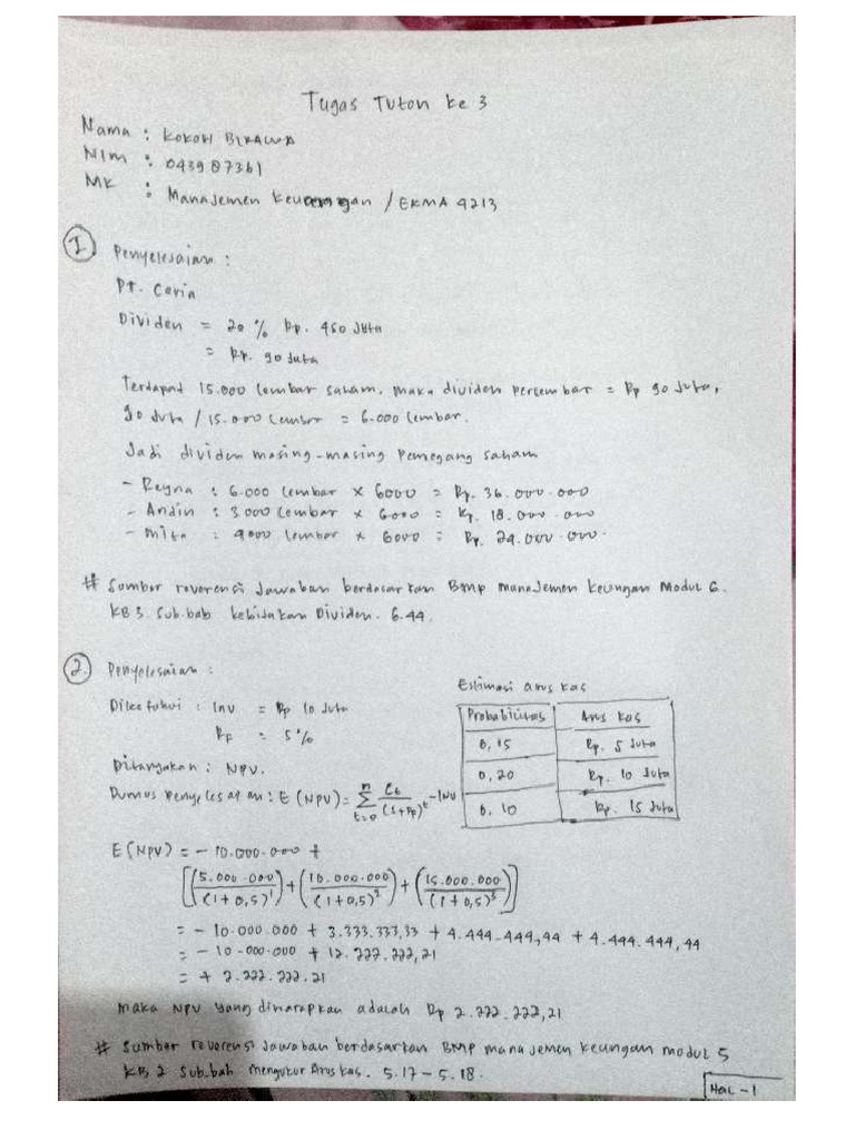 KOKOH BIRAWA 043987361 Tugas 3 Tuton Ekma4213 | PDF