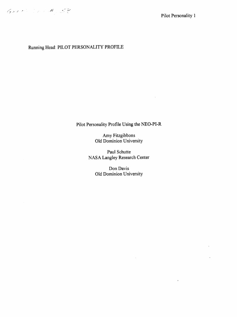 Pilot personality nasa | PDF | Psychology | Psychological Concepts