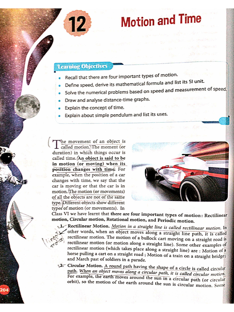 Motion and Time Class 7 CBSE | PDF
