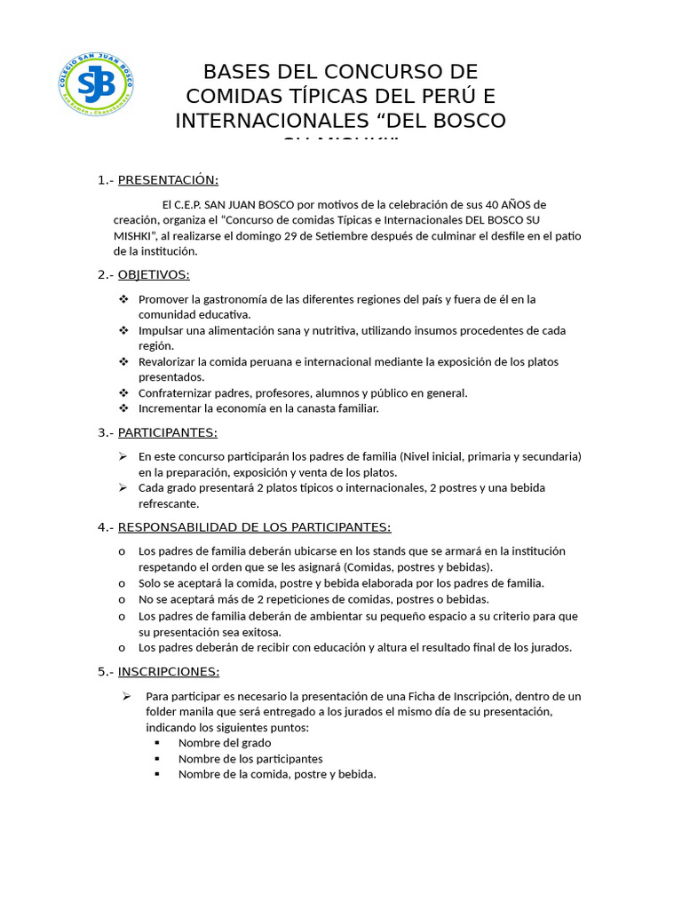 Documento bases comida | PDF