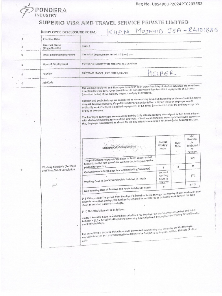 Khan Mojahid Isa - Offer Letter | PDF