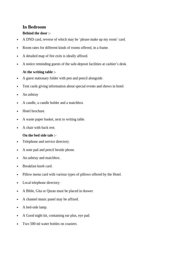 Guest Room Supplies and Amenities Guide | PDF | Drink