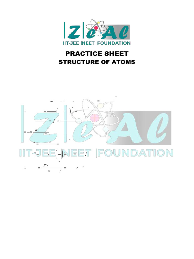 PS Structure of Atom 7 - PS 18 Ans-Sol | PDF | Electronvolt | Theoretical Physics