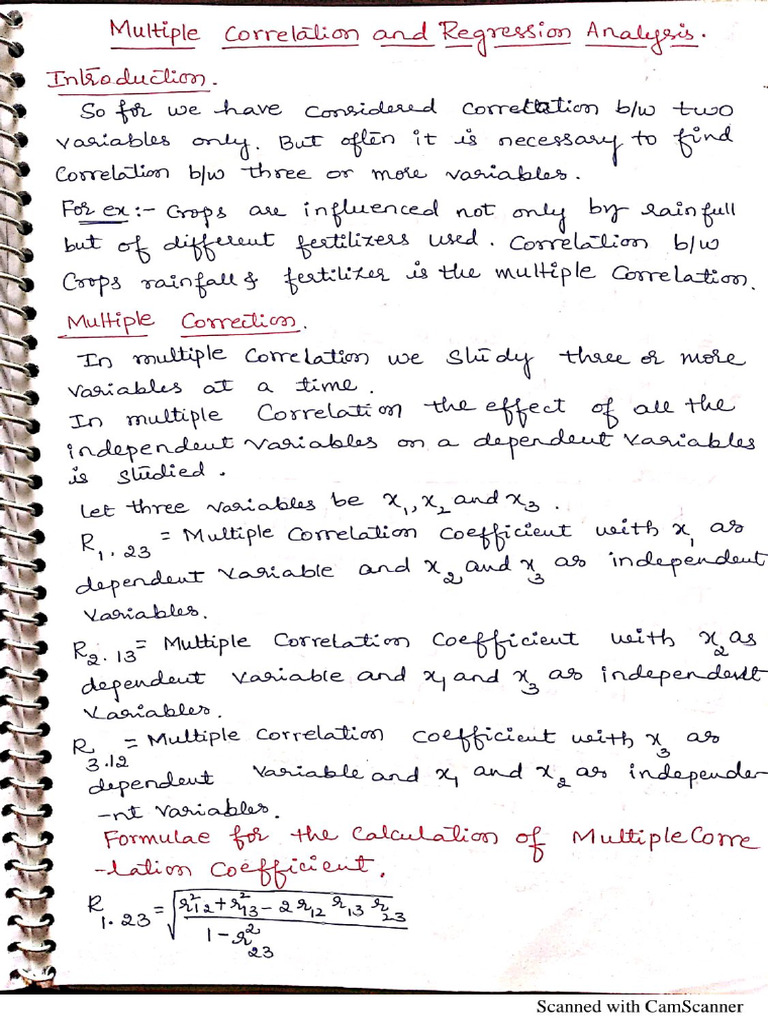 Multiple Correlation & Regression | PDF