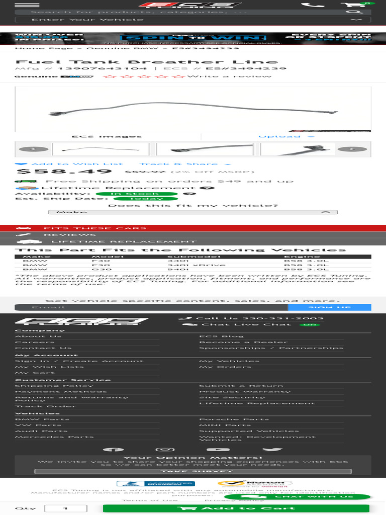 Genuine BMW - 13907643104 - Fuel Tank Breather Line (13-90-7-643-104 ...