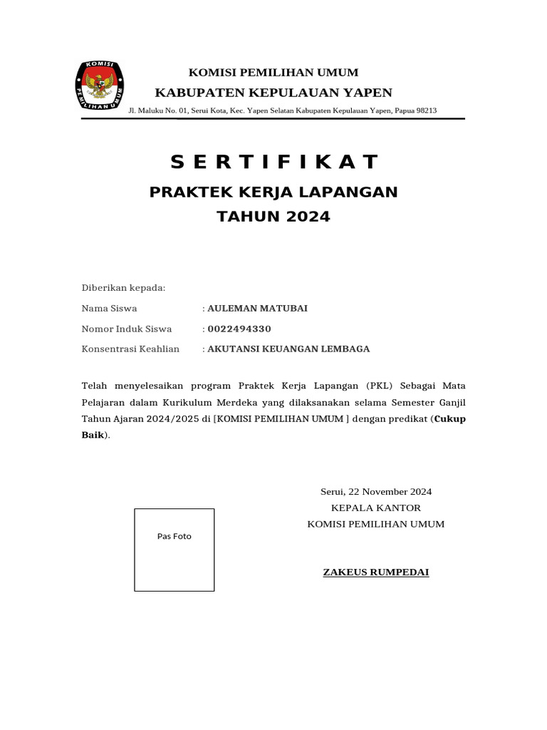 Format_sertifikat_PKL_DUDIKA[1] | PDF