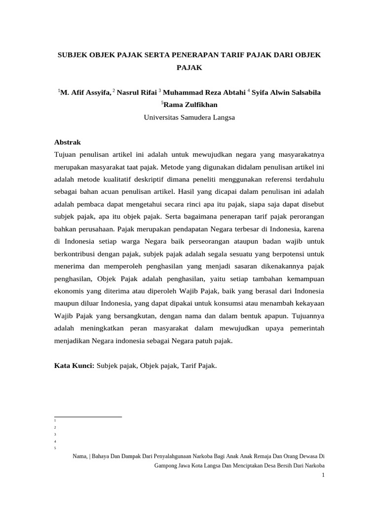 Subjek dan Objek Pajak di Indonesia | PDF
