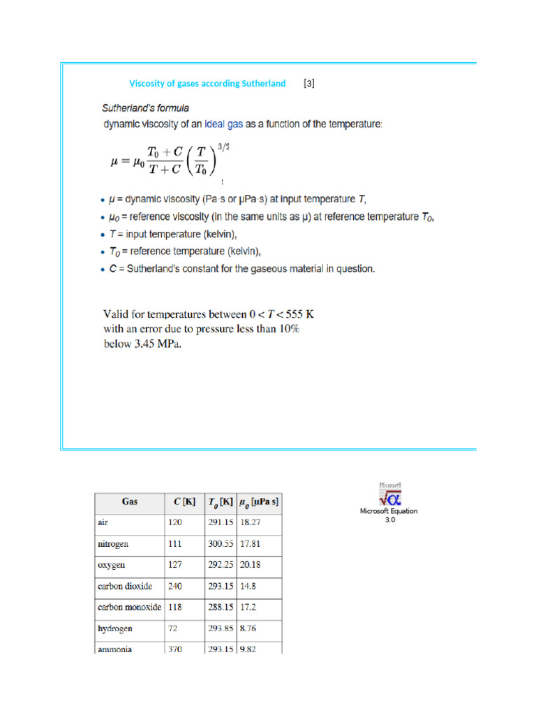 Viscosity of Gases According Sutherland | PDF