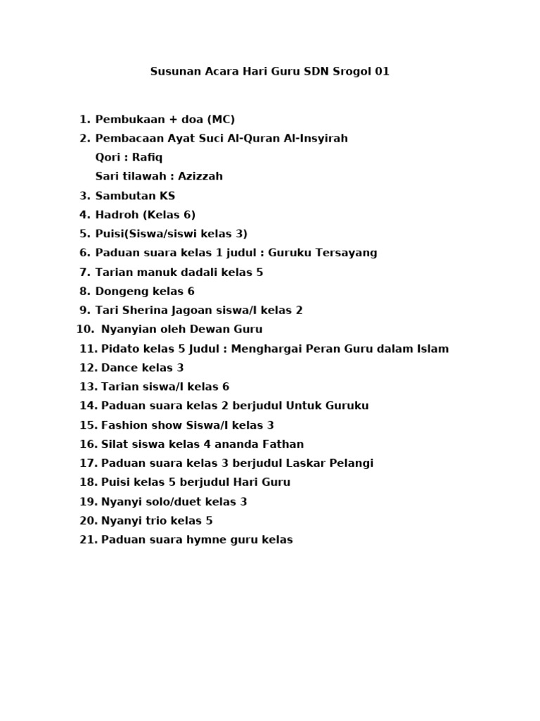 Susunan Acara Hari Guru | PDF