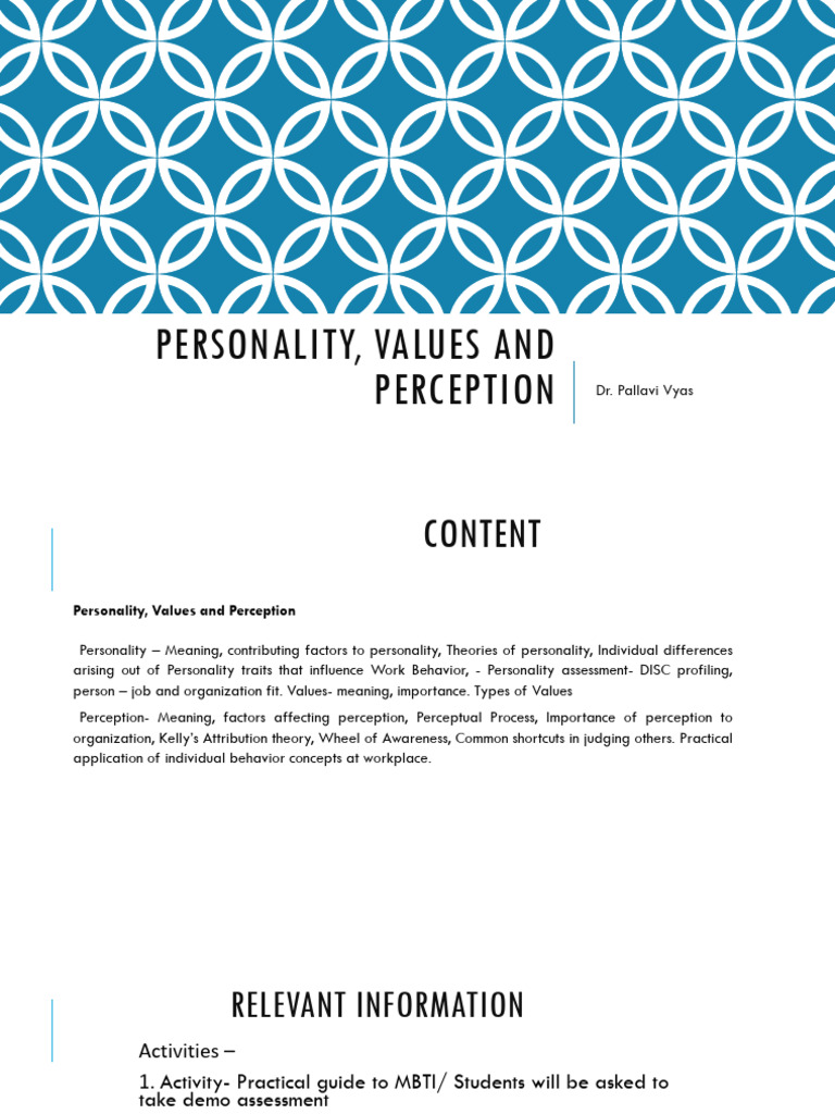 Personality, Value, Perception in Organisation Behaviour | PDF | Extraversion And Introversion ...